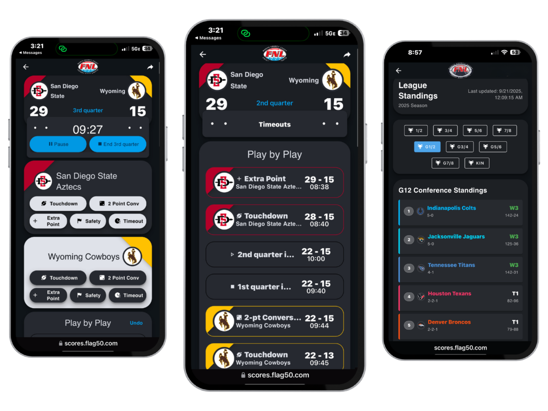 Flag 50 | Flag Football Live Scoring System
